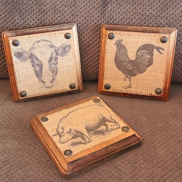 Chic-Rustics | Wall Decor | Rustic Farm Animal Burlap Signs | Poshmark